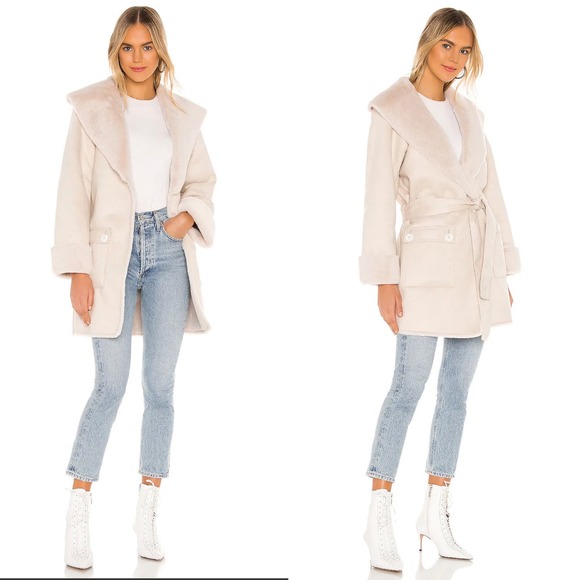 Tularosa | Jackets & Coats | Tularosa Edith Faux Fur Wrap Coat In Cream Size Medium | Poshmark